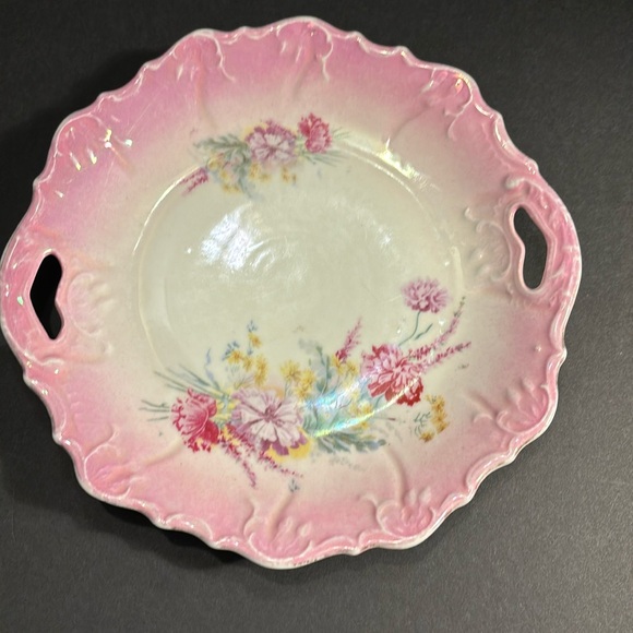 None | Dining | Vintage Cake Plate Pretty Pink Flowersno Markings ...
